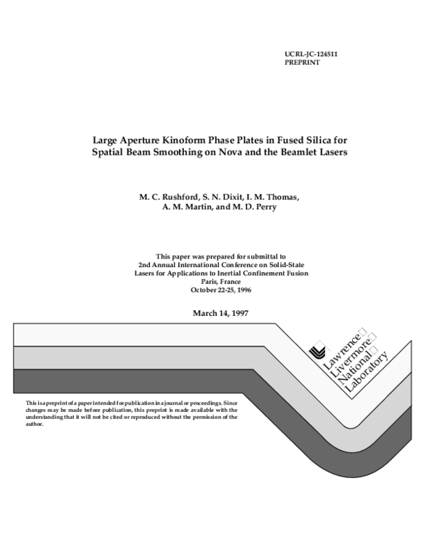 (PDF) Large-aperture kinoform phase plates in fused silica for spatial ...