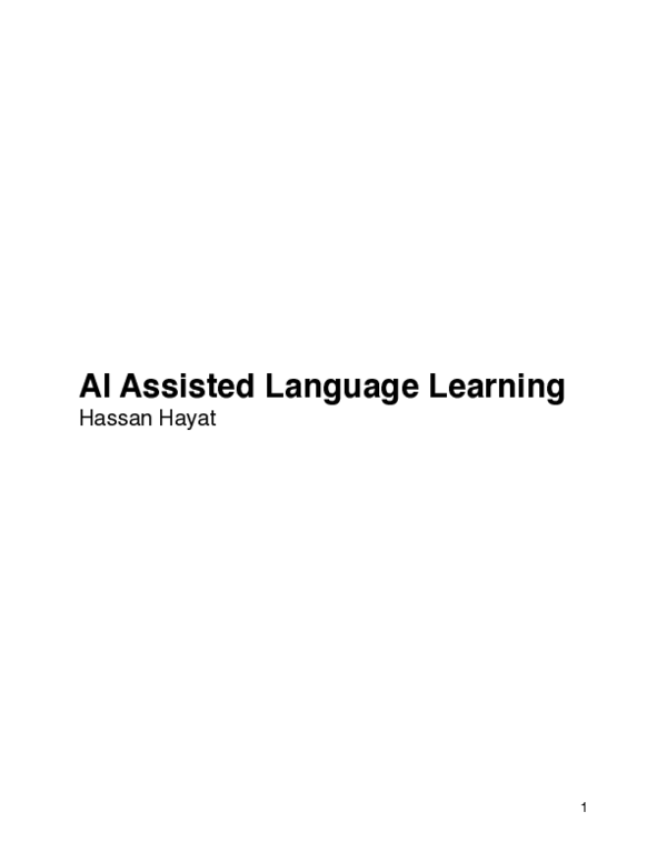 (PDF) AI Assisted Language Learning