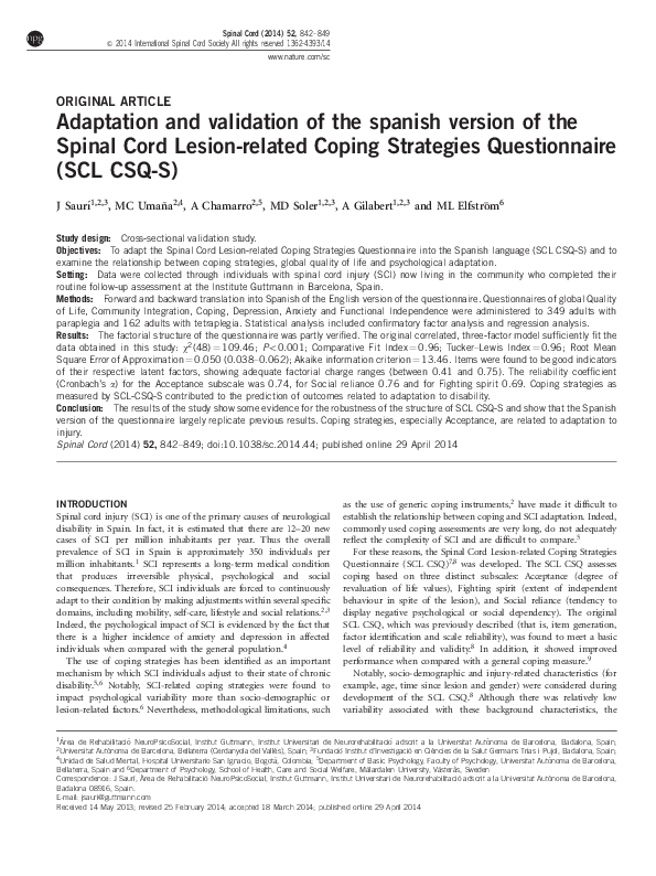 (PDF) Adaptation and validation of the Spanish version of the Mood ...