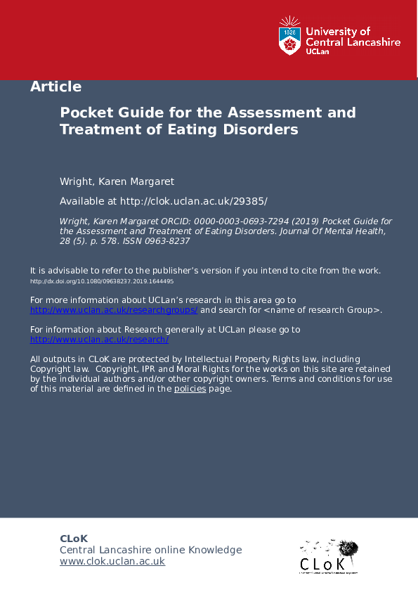 (PDF) Pocket Guide for the Assessment and Treatment of Eating Disorders