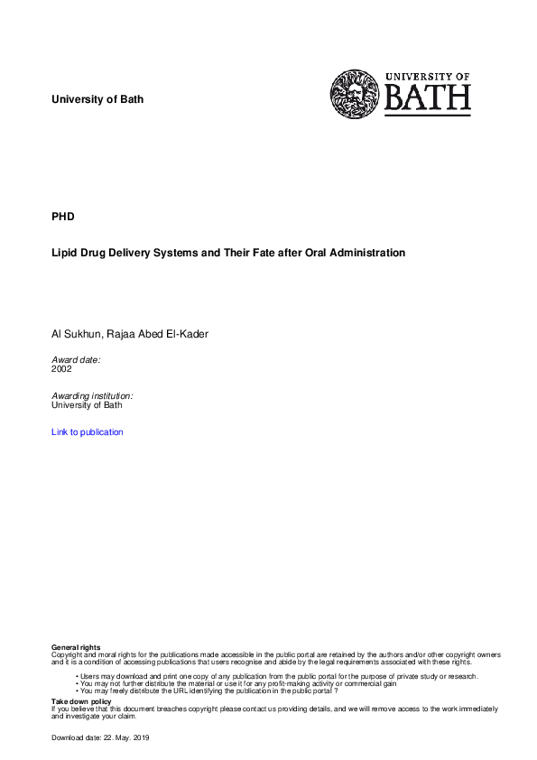 (PDF) Lipid drug delivery systems and their fate after oral administration