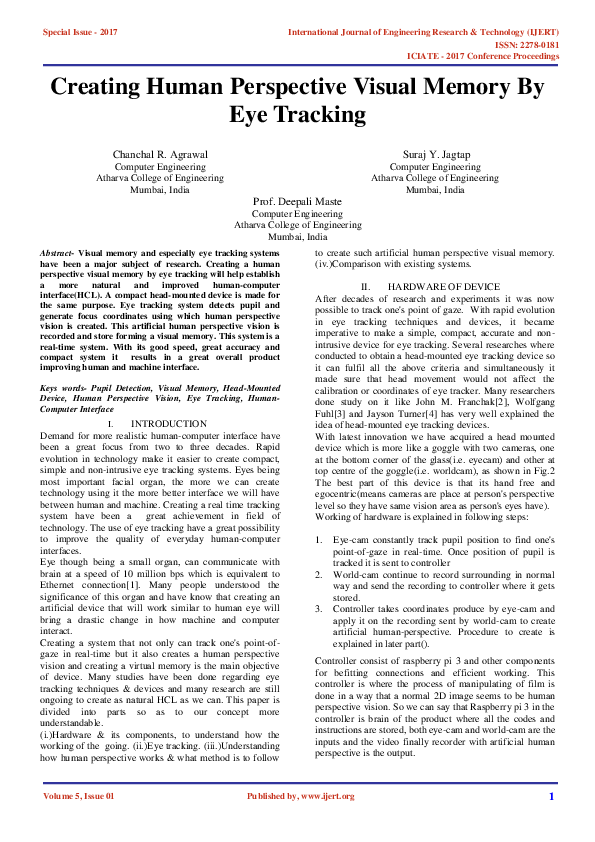 (PDF) Creating Human Perspective Visual Memory By Eye Tracking
