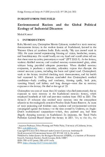 (PDF) Environmental Racism and the Global Political Ecology of ...