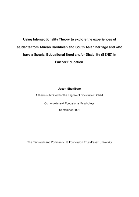 (PDF) Using Intersectionality Theory to explore the experiences of ...