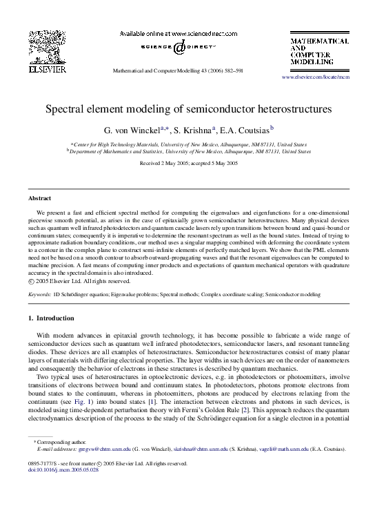 Pdf Spectral Element Modeling Of Semiconductor Heterostructures