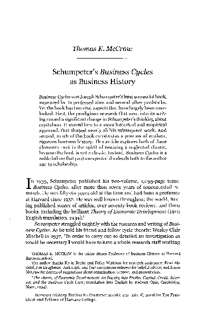(PDF) Schumpeter's Business Cycles as Business History