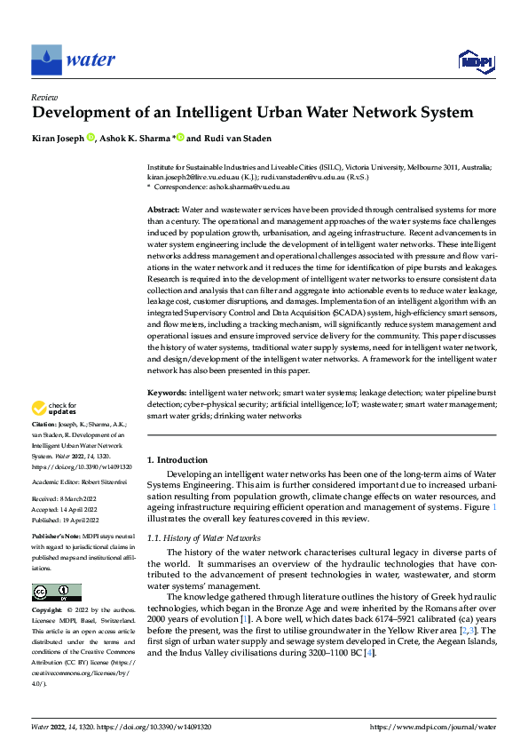 (PDF) Development of an Intelligent Urban Water Network System