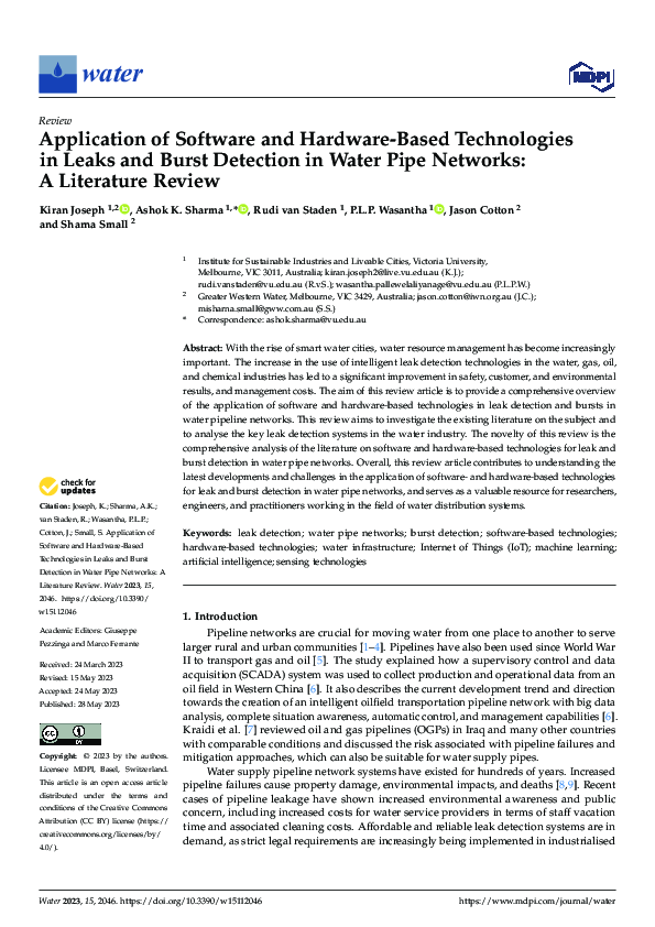 (PDF) Application of Software and Hardware-Based Technologies in Leaks and Burst Detection in ...