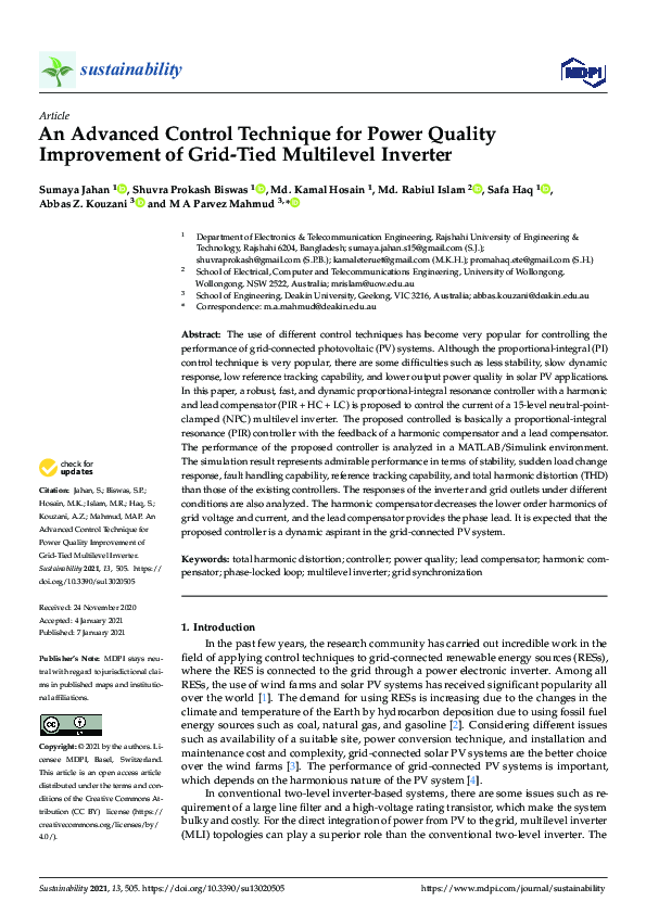 (PDF) An Advanced Control Technique for Power Quality Improvement of ...