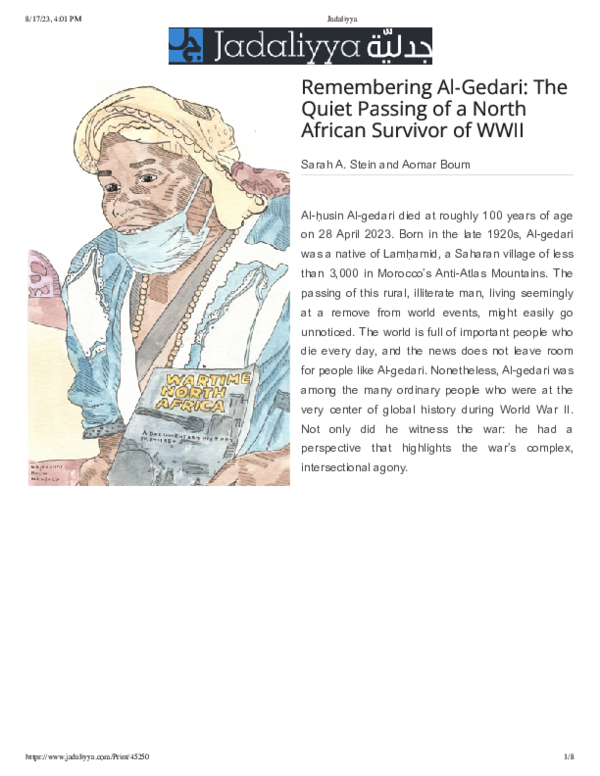 (PDF) Remembering-Al-Gedari-The-Quiet-Passing-of-a-North-African-Survivor-of-WWII