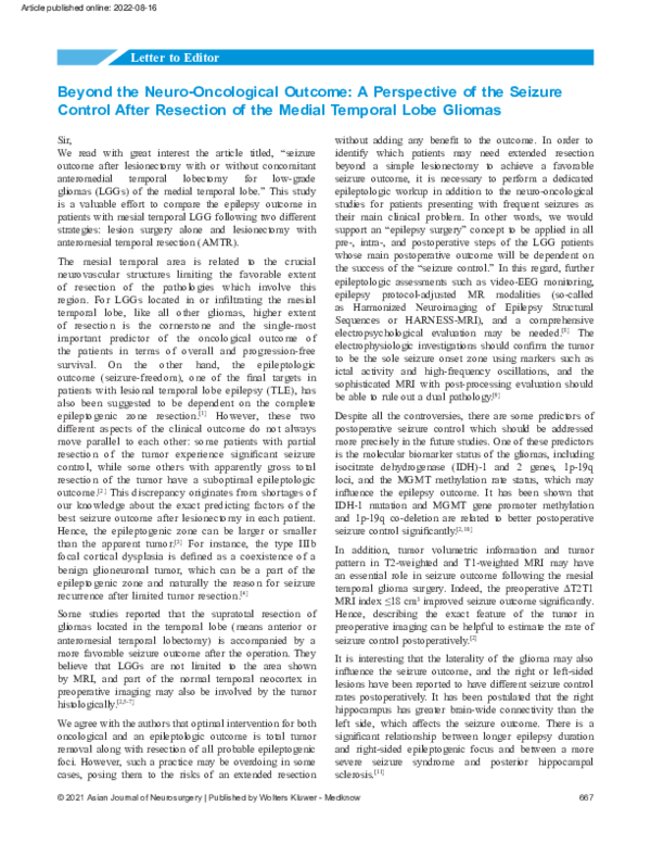 (PDF) Beyond the neuro-oncological outcome: A perspective of the ...