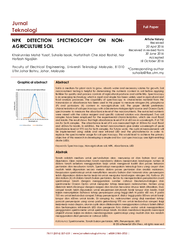 (PDF) NPK detection spectroscopy on non-agriculture soil