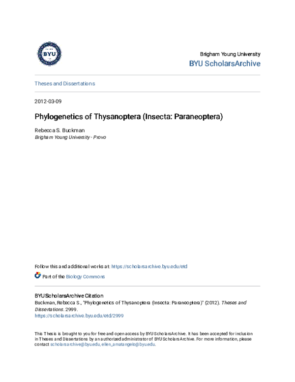 Pdf Phylogenetics Of Thysanoptera Insecta Paraneoptera