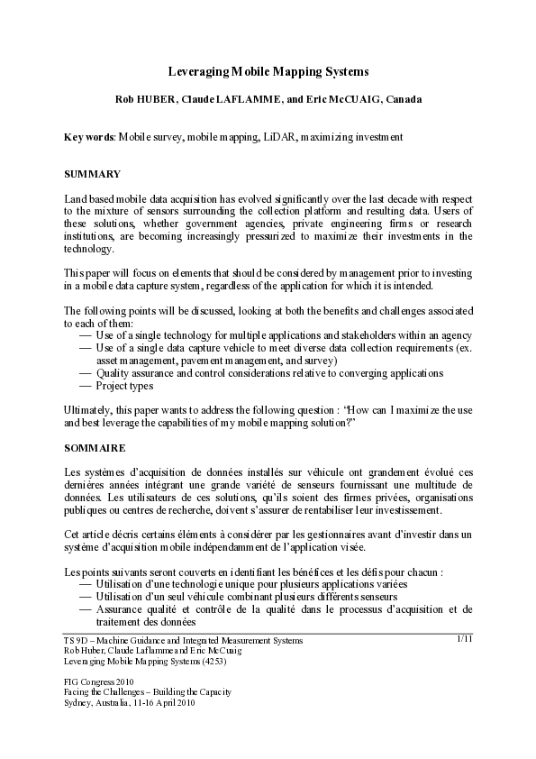 (PDF) Leveraging Mobile Mapping Systems