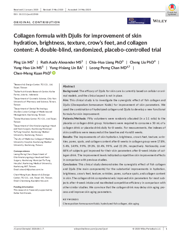 (PDF) Collagen formula with Djulis for improvement of skin hydration ...