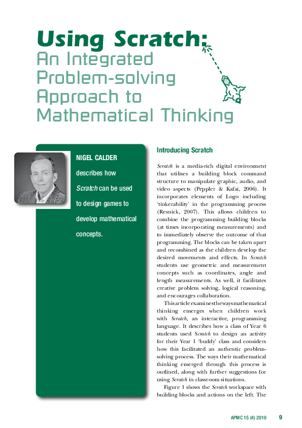 (PDF) Using Scratch: An Integrated Problem-Solving Approach to ...