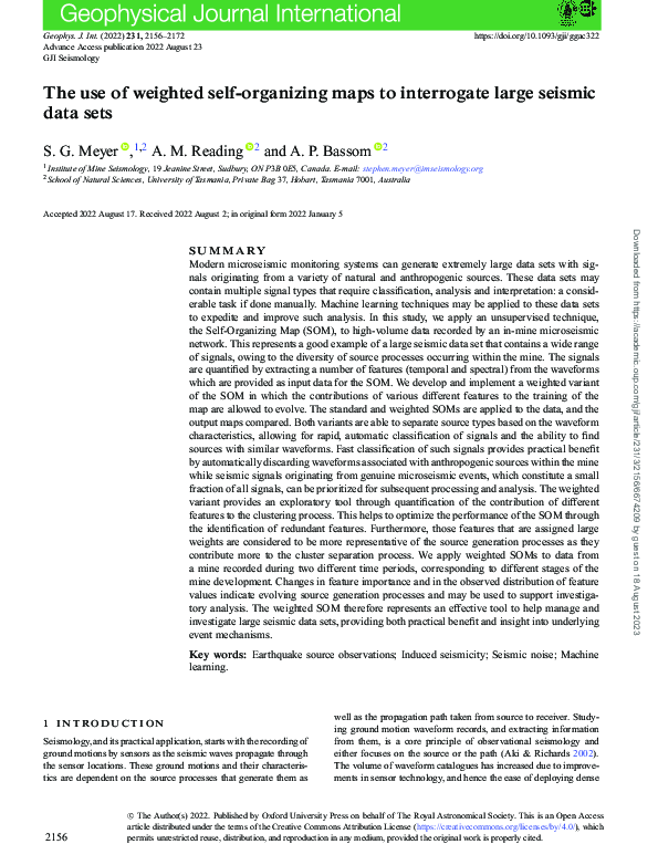 (PDF) The use of weighted self-organizing maps to interrogate large ...