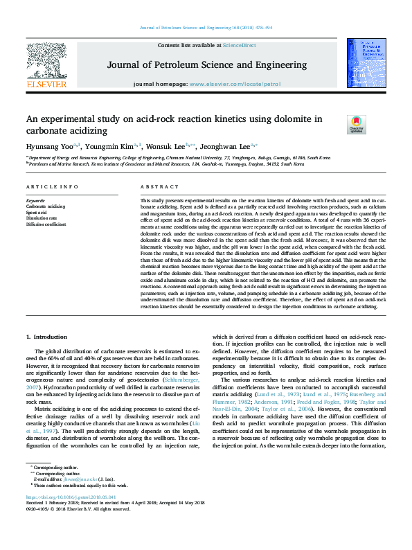 (PDF) An experimental study on acid-rock reaction kinetics using ...