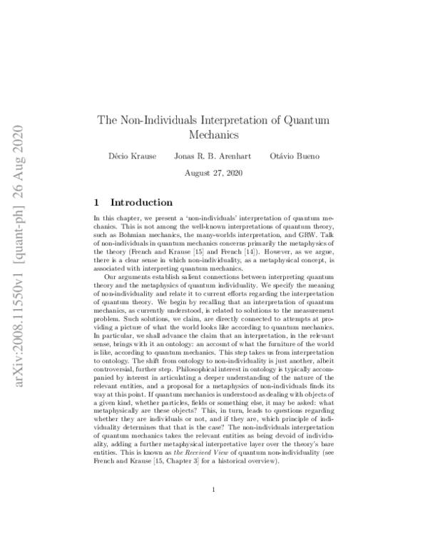 (PDF) The Non-Individuals Interpretation of Quantum Mechanics
