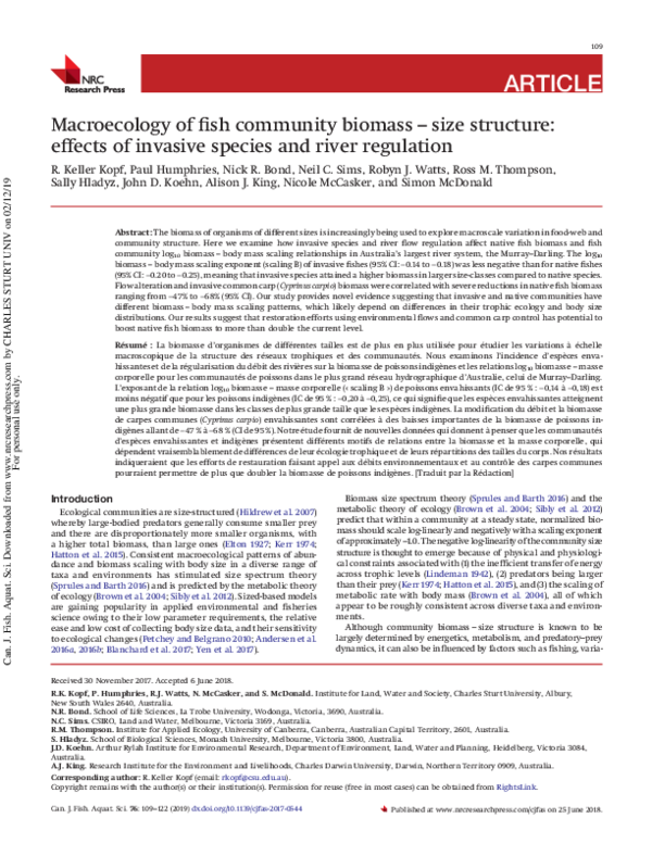 Macroecology of fish community biomass – size structure: effects of ...