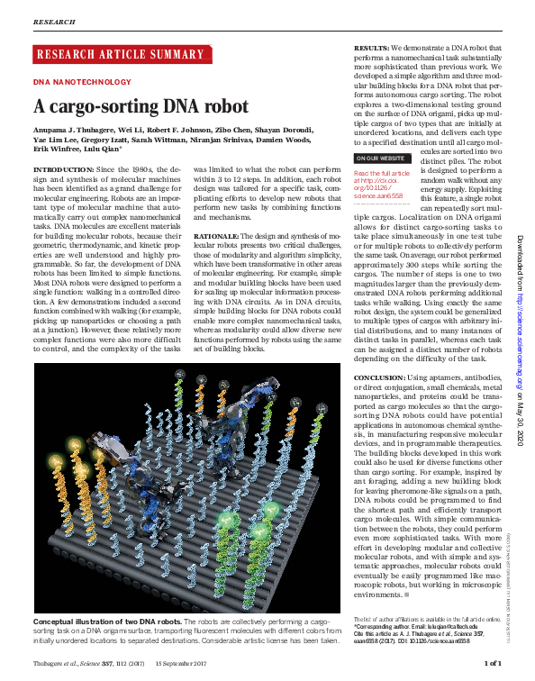 (PDF) A cargo-sorting DNA robot