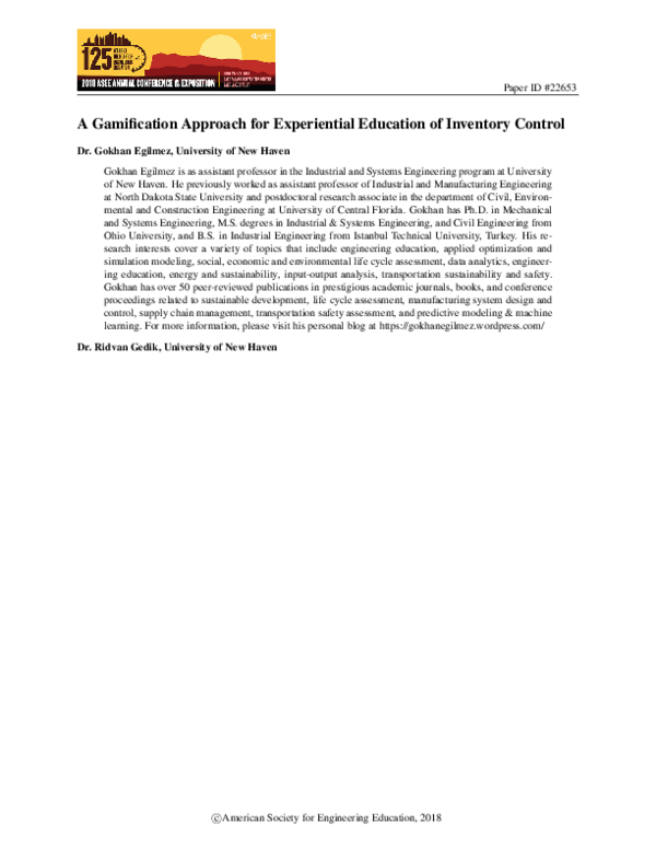 (PDF) A Gamification Approach for Experiential Education of Inventory ...