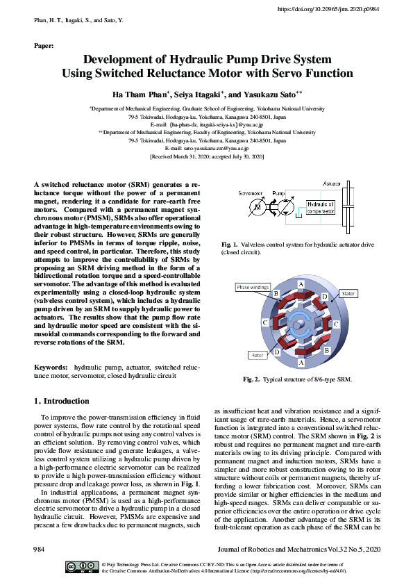 (PDF) Development of Hydraulic Pump Drive System Using Switched ...
