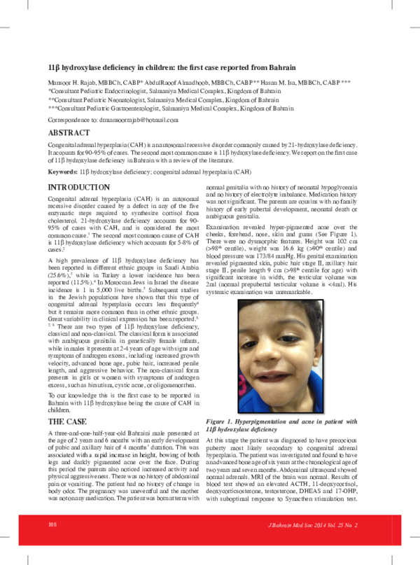 (PDF) 11-beta hydroxylase deficiency in children: the first case ...