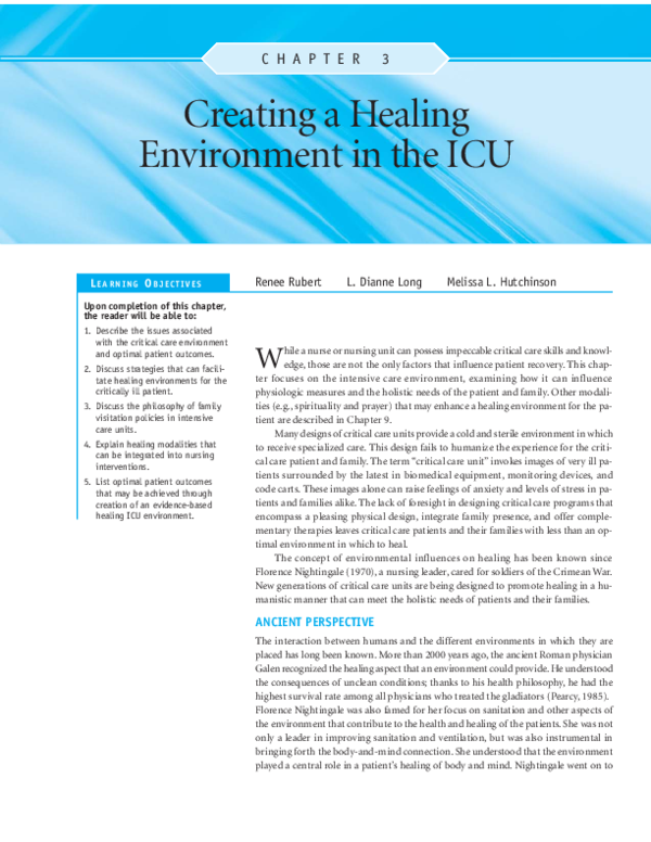 (PDF) Creating a Healing Environment in the ICU