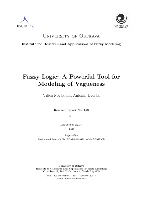 (PDF) Fuzzy Logic: A Powerful Tool for Modeling of Vagueness