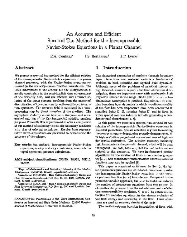 (PDF) An accurate and efficient spectral tau method for the ...