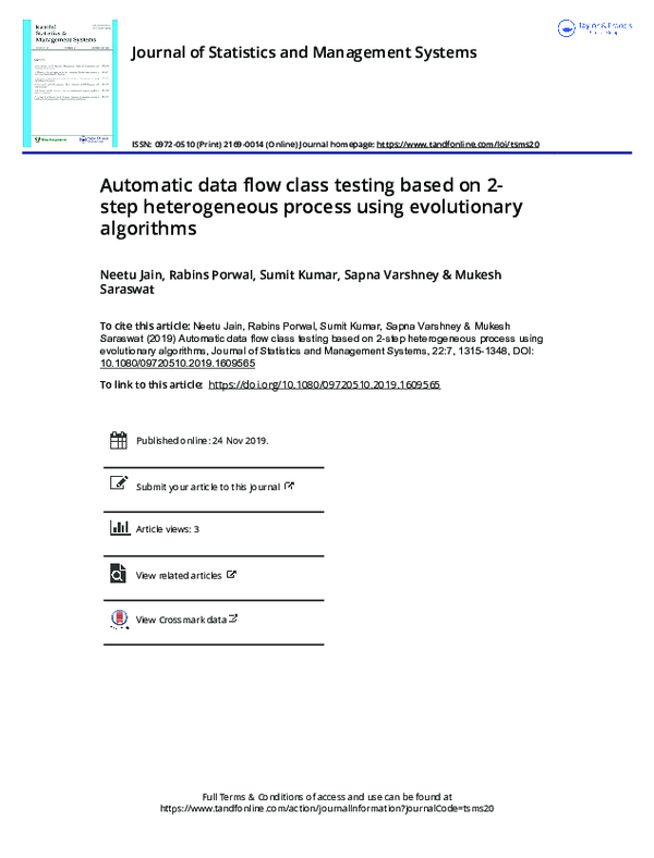 Pdf Automatic Data Flow Class Testing Based On 2 Step Heterogeneous Process Using Evolutionary