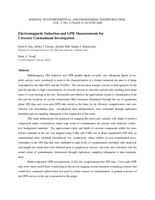 (PDF) Electromagnetic Induction and GPR Measurements for Creosote ...