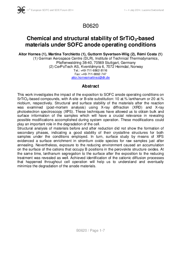 (PDF) Chemical and structural stability of SrTiO3-based materials under ...