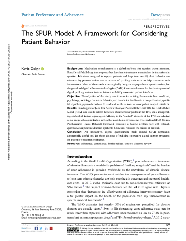 (PDF) The SPUR Model: A Framework for Considering Patient Behavior