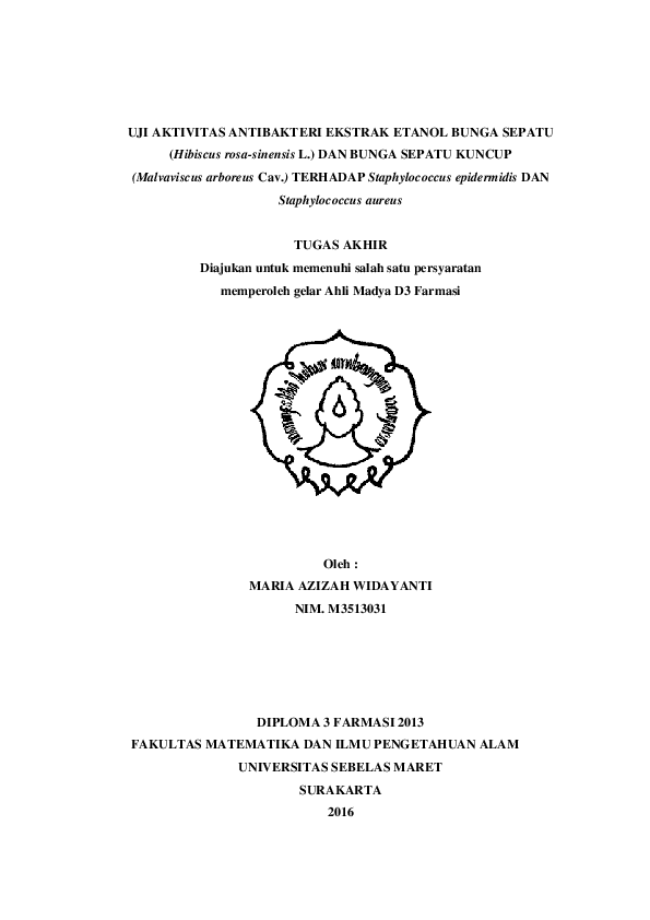 (PDF) Uji aktivitas antibakteri ekstrak etanol bunga sepatu (hibiscus ...