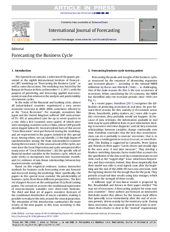 (PDF) Forecasting the Business Cycle | Dick Van Dijk - Academia.edu