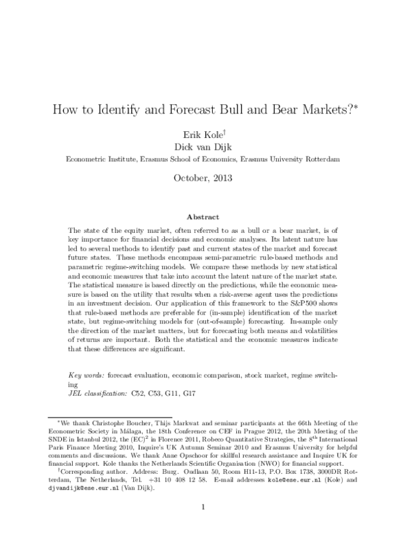 (PDF) How to Identify and Forecast Bull and Bear Markets?