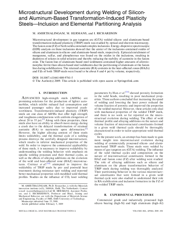 (PDF) Microstructural Development during Welding of Silicon- and ...