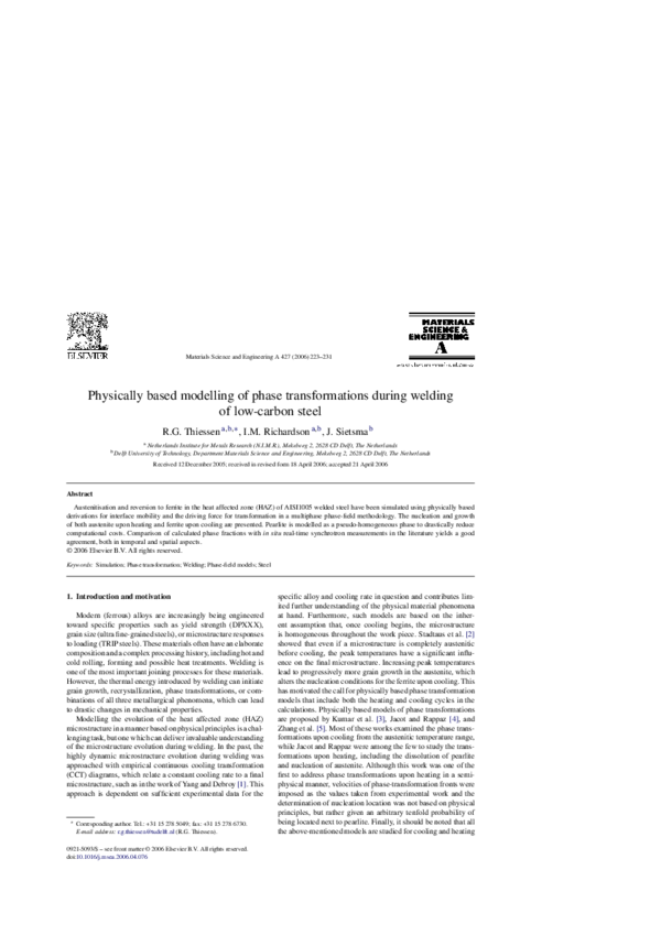 (PDF) Physically based modelling of phase transformations during ...