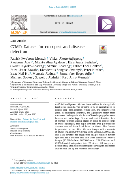 Pdf Ccmt Dataset For Crop Pest And Disease Detection