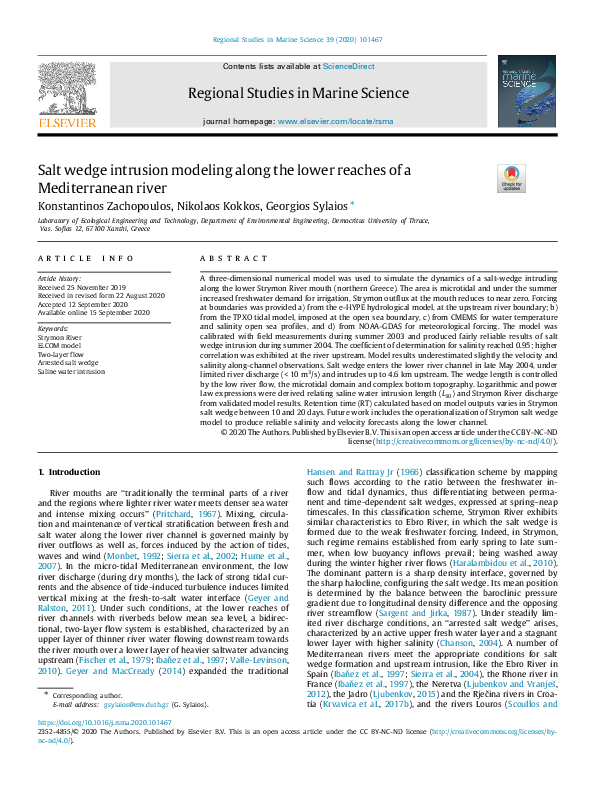 (PDF) Salt wedge intrusion modeling along the lower reaches of a ...