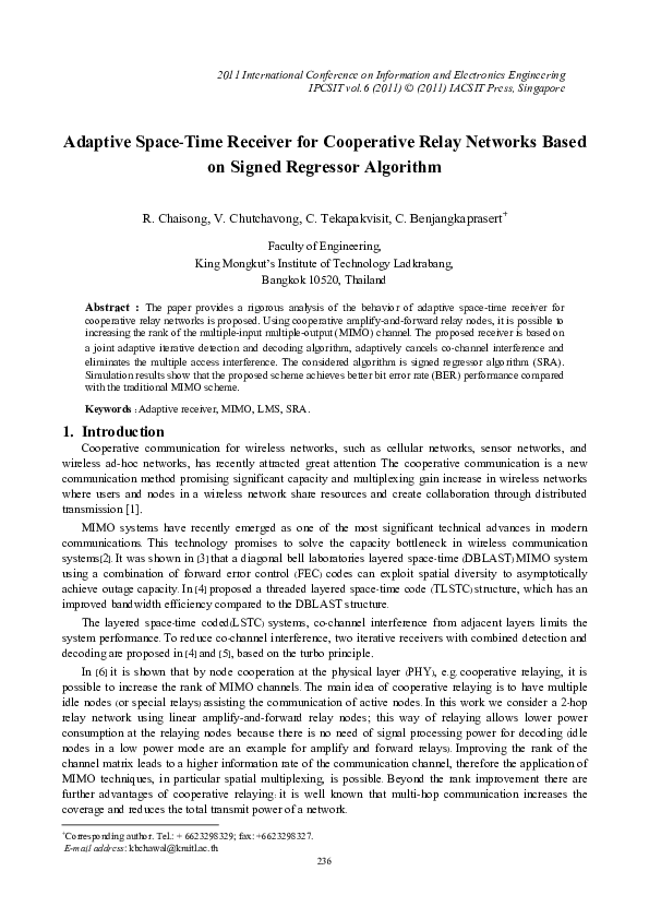 (PDF) Adaptive space-time receiver for cooperative relay networks