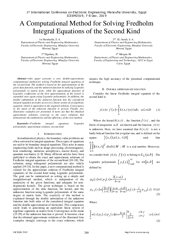 (PDF) Computational Methods for Solving Fredholm Integral Equation of the Second Kind
