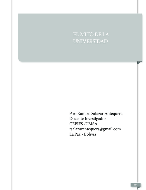 (PDF) El Mito de la Universidad: Reseña del libro: Claudio Bonvecchio ...