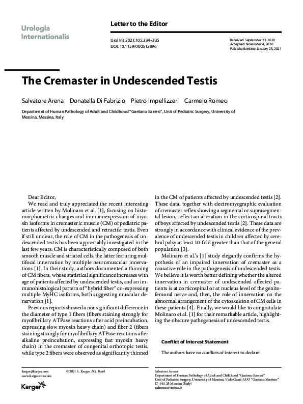 (PDF) The Cremaster in Undescended Testis