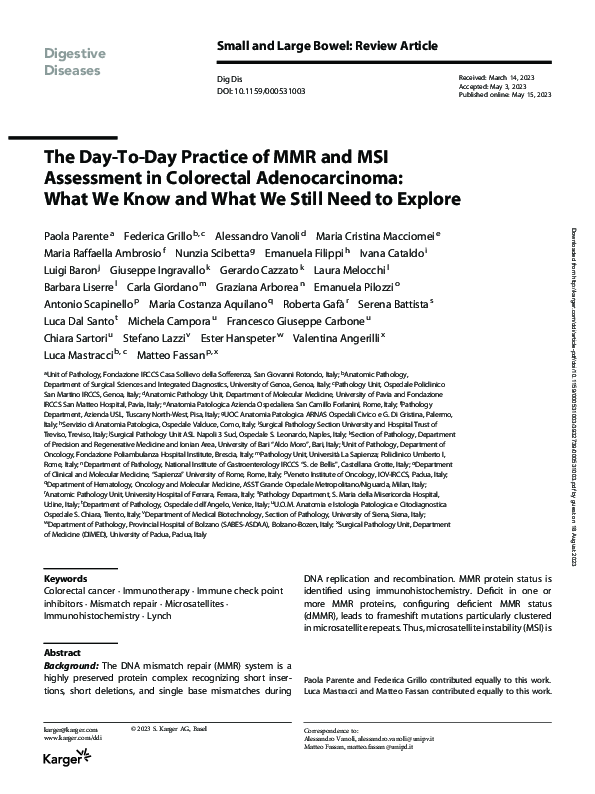 (PDF) The Day-To-Day Practice of MMR and MSI Assessment in Colorectal ...