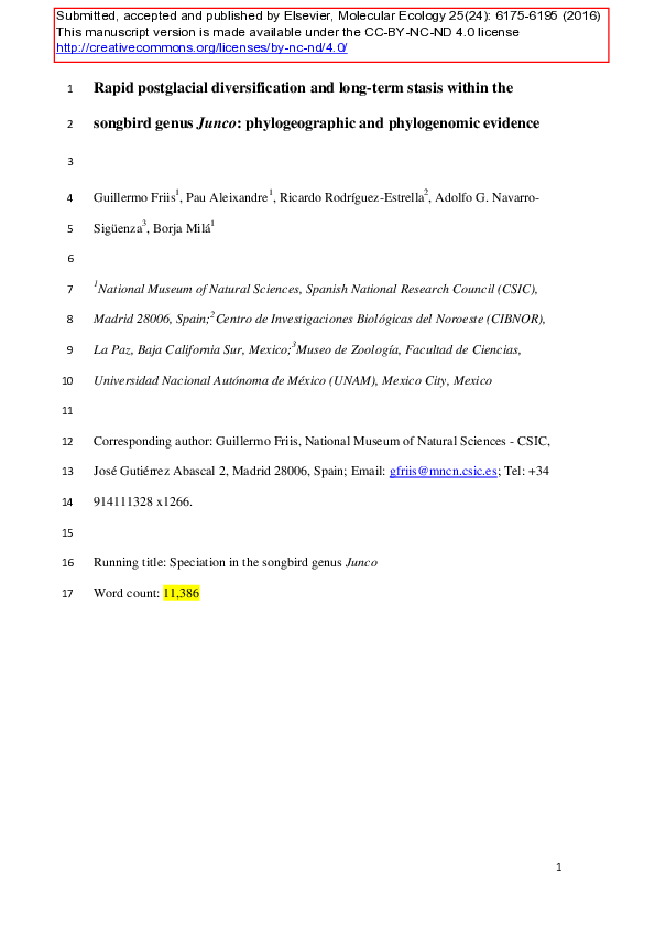 (PDF) Rapid postglacial diversification and long‐term stasis within the ...