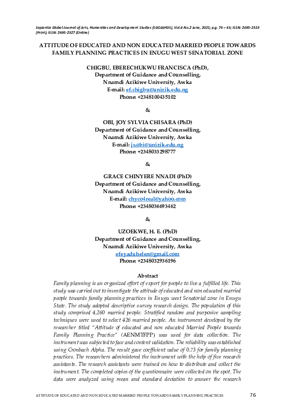 (PDF) Attitude of Educated and Non Educated Married People Towards ...