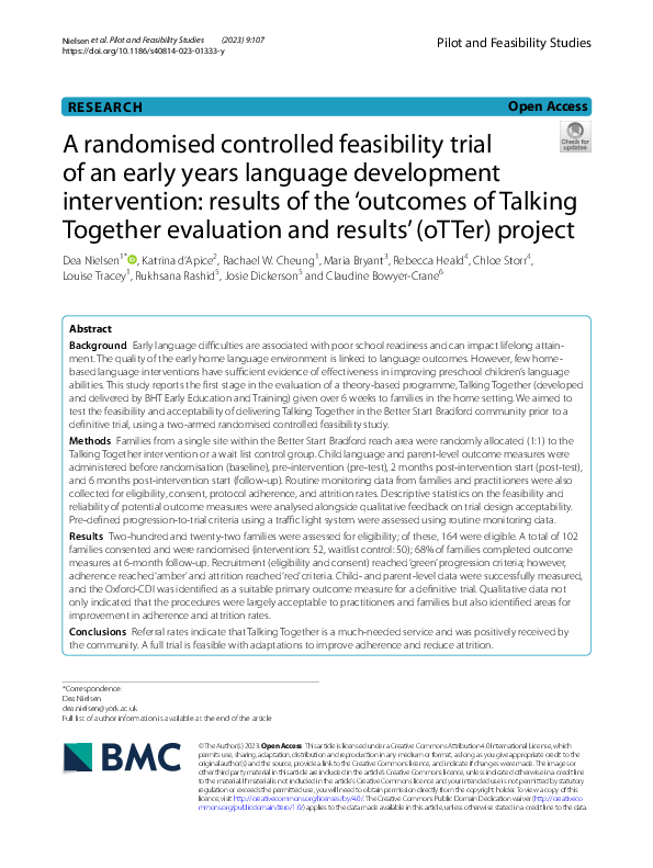 (PDF) A randomised controlled feasibility trial of an early years language development ...